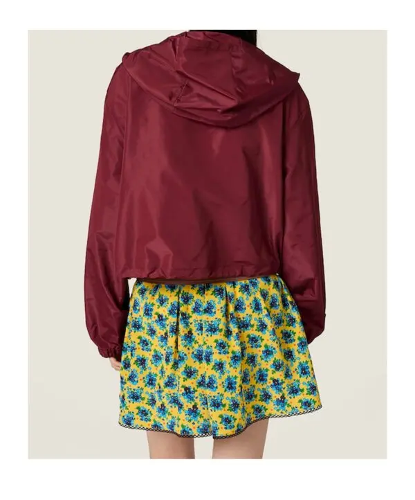 Miu Miu Logo Rubberised Zipped Hooded Jacket - Brown
