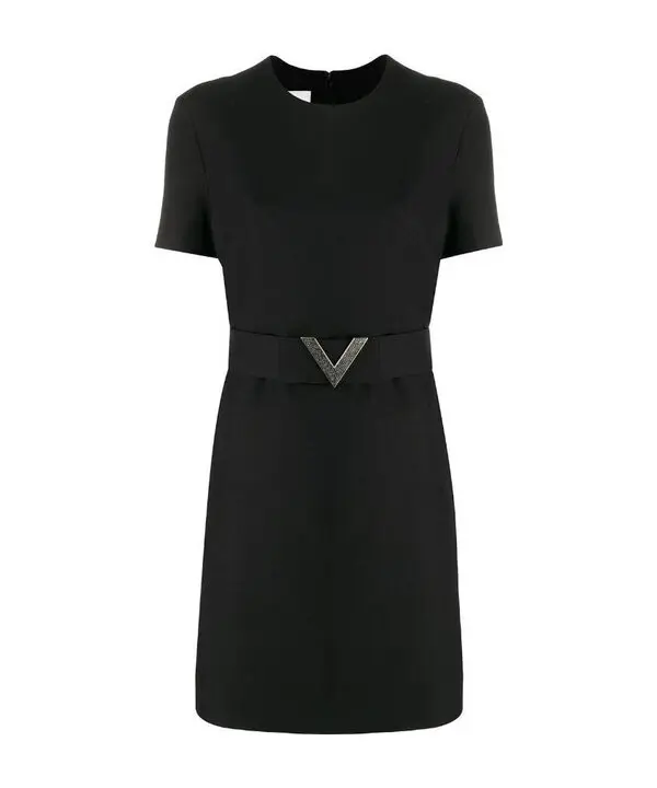 Valentino Garavani Short Sleeve Logo Belt Dress
