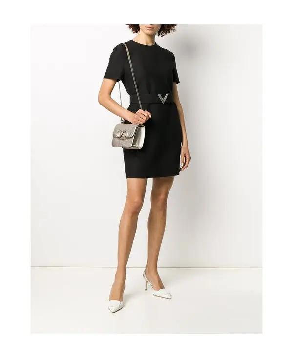 Valentino Garavani Short Sleeve Logo Belt Dress