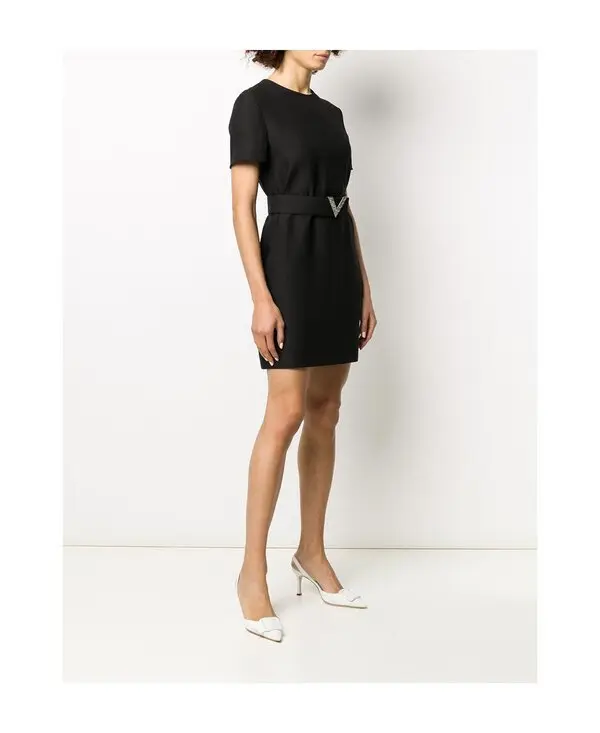 Valentino Garavani Short Sleeve Logo Belt Dress