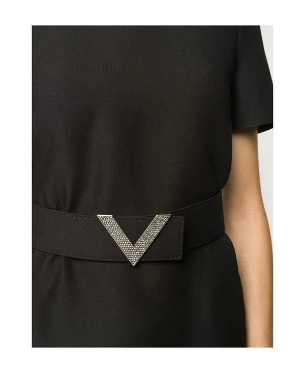Valentino Garavani Short Sleeve Logo Belt Dress