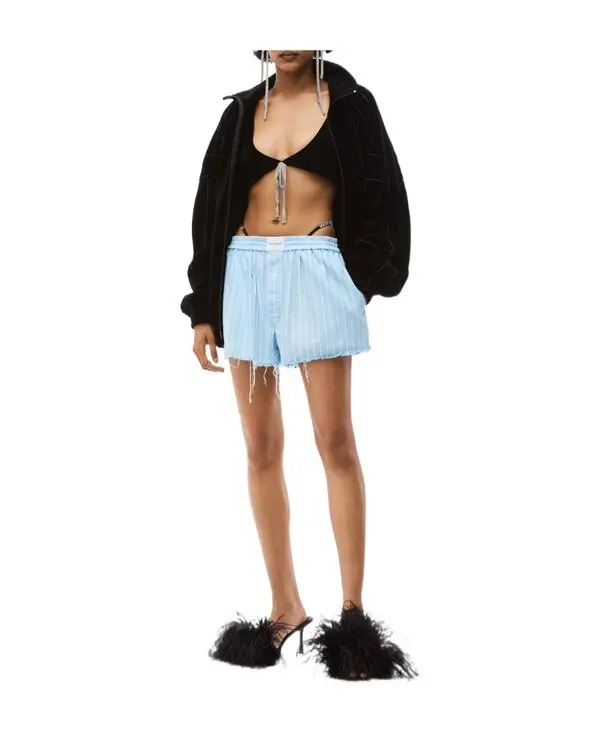 Alexander Wang Striped Raw Hem Boxer Shorts