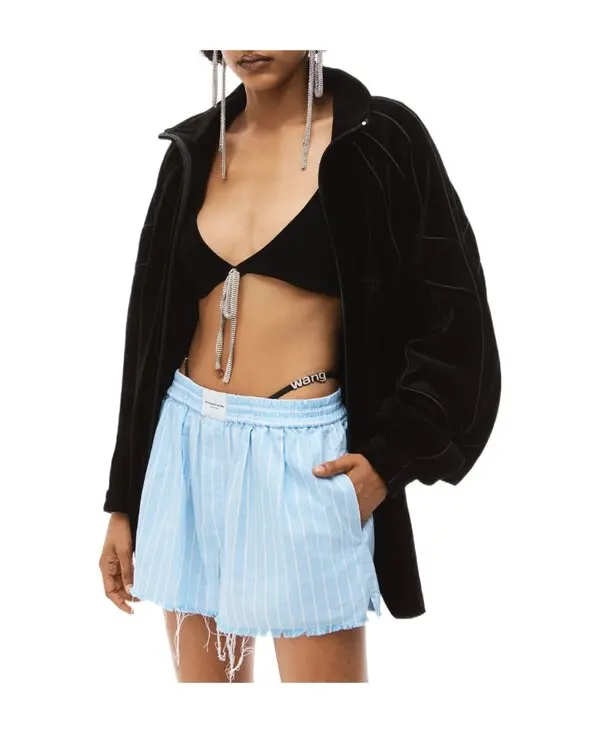 Alexander Wang Striped Raw Hem Boxer Shorts