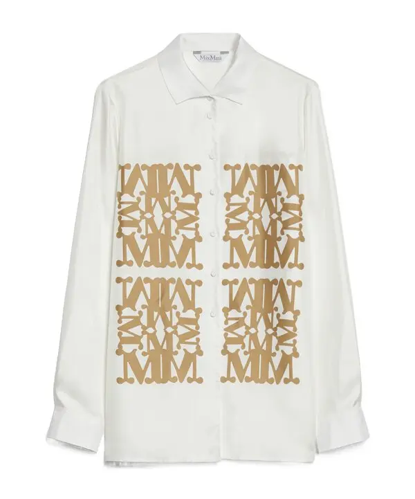 Max Mara Logo Print Long-sleeve Shirt - Vanilla