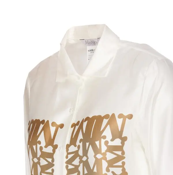 Max Mara Logo Print Long-sleeve Shirt - Vanilla