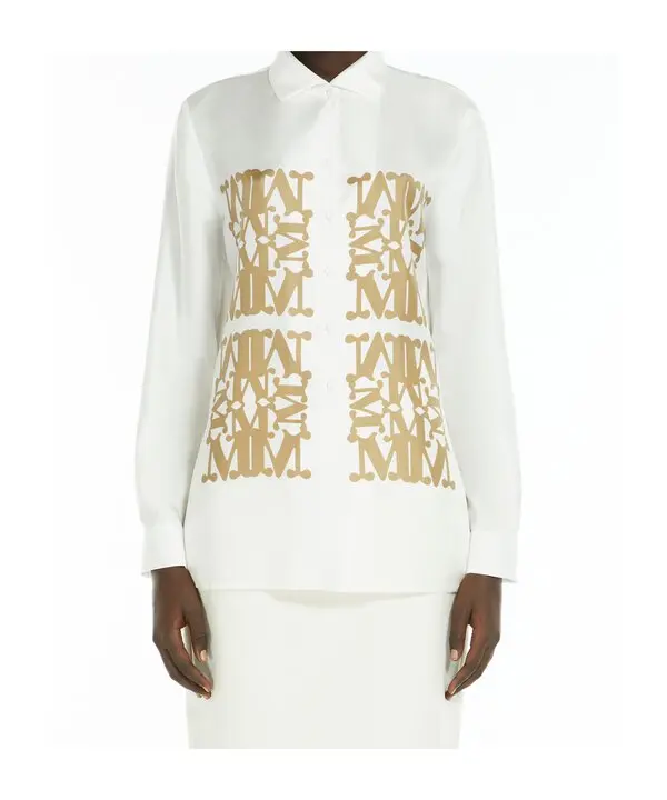 Max Mara Logo Print Long-sleeve Shirt - Vanilla