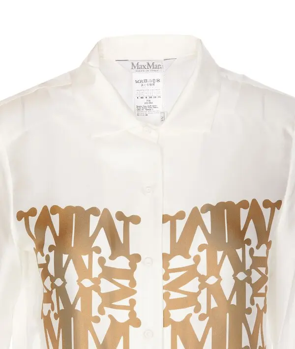 Max Mara Logo Print Long-sleeve Shirt - Vanilla