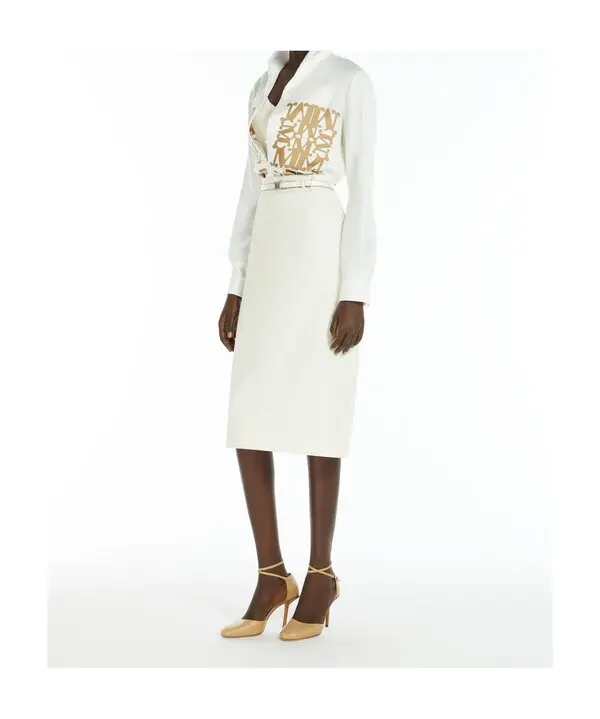 Max Mara Logo Print Long-sleeve Shirt - Vanilla