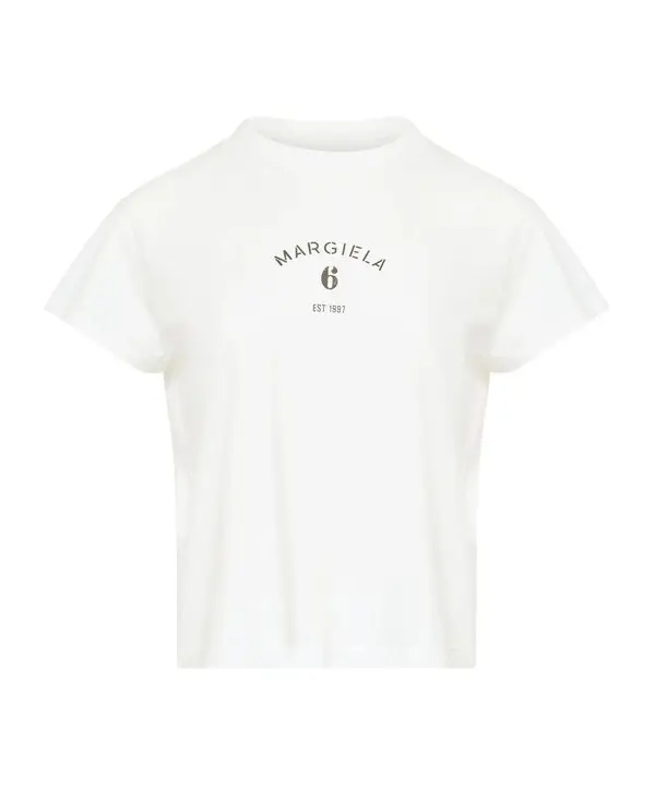 MAISON MARGIELA Short Sleeve Crewneck T-shirt With Logo - White