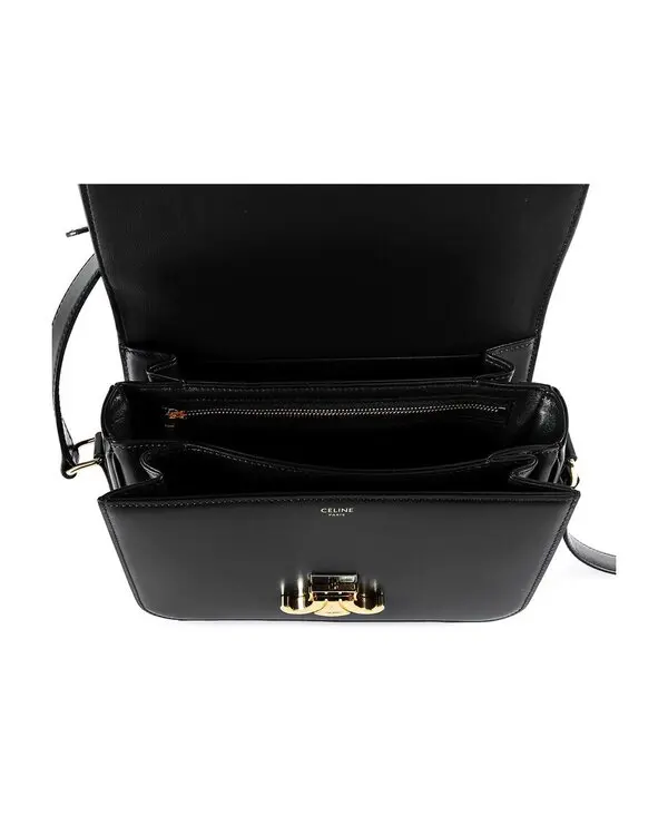 Celine Classique Triomphe Bag In Shiny Calfskin - Black