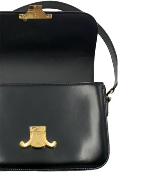 Celine Classique Triomphe Bag In Shiny Calfskin - Black