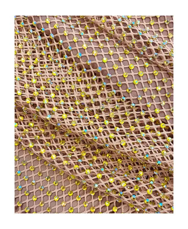 SELF-PORTRAIT Embellished Off-shoulder Fishnet Maxi Dress