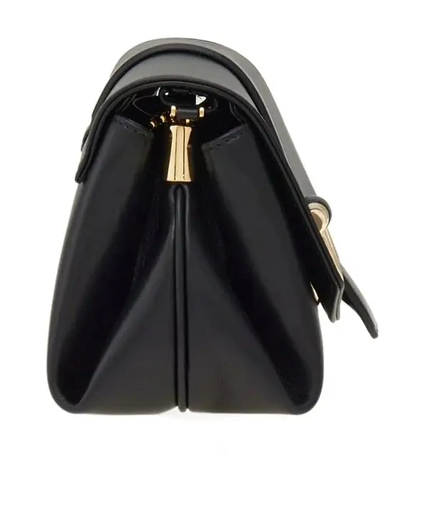 FERRAGAMO Gancini Front Flap Crossbody Bag - Black