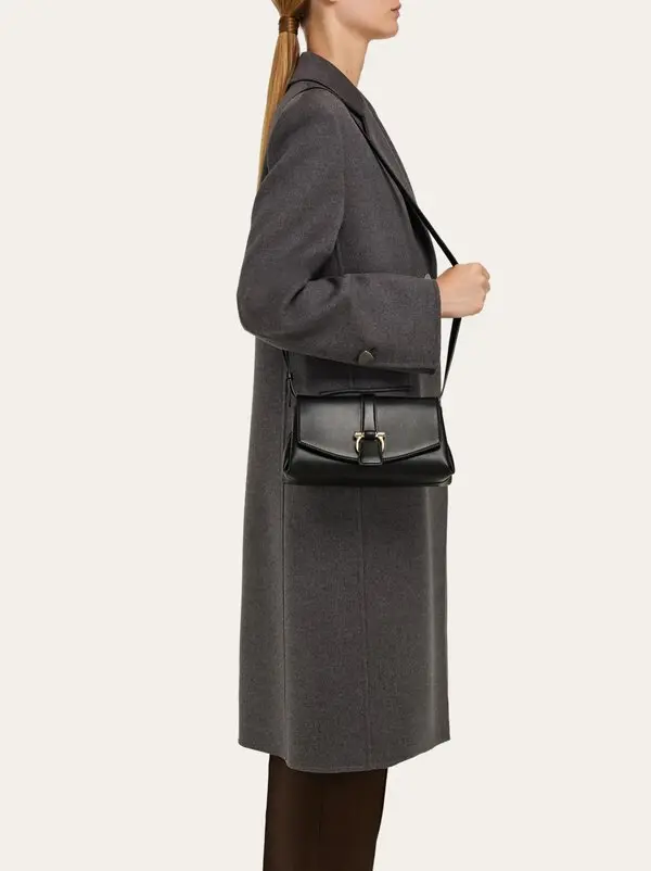 FERRAGAMO Gancini Front Flap Crossbody Bag - Black