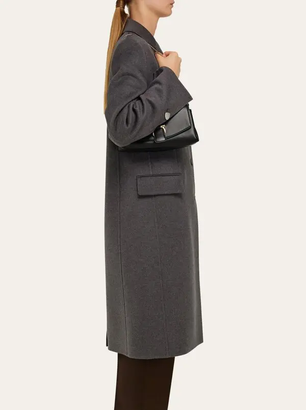 FERRAGAMO Gancini Front Flap Crossbody Bag - Black