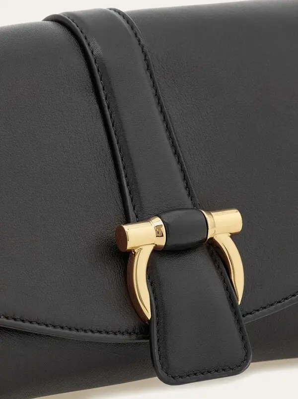 FERRAGAMO Gancini Front Flap Crossbody Bag - Black