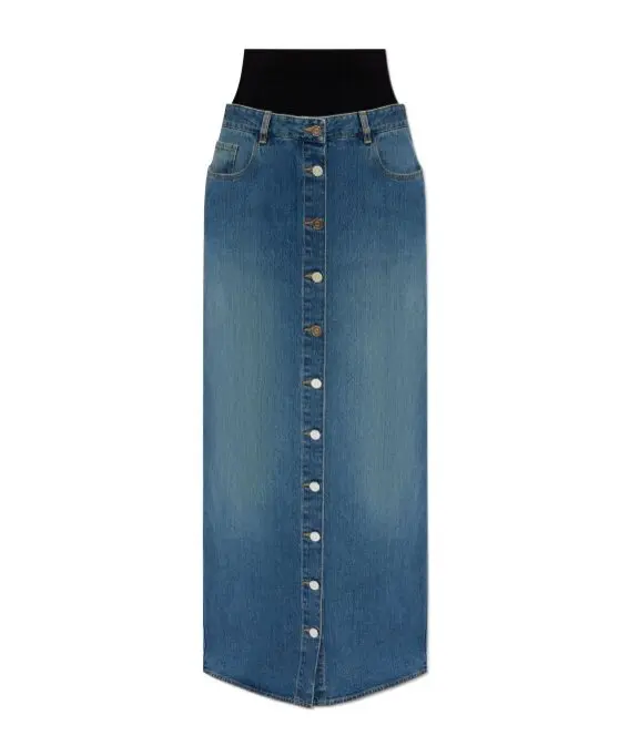 Alaïa High-rise Button-front Maxi Denim Skirt