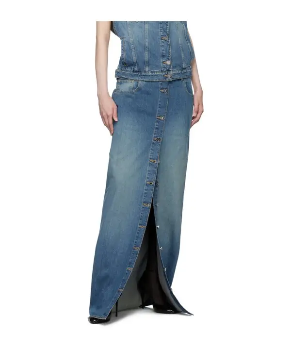 Alaïa High-rise Button-front Maxi Denim Skirt