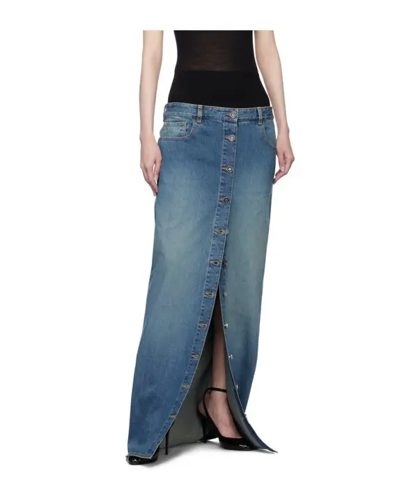 Alaïa High-rise Button-front Maxi Denim Skirt