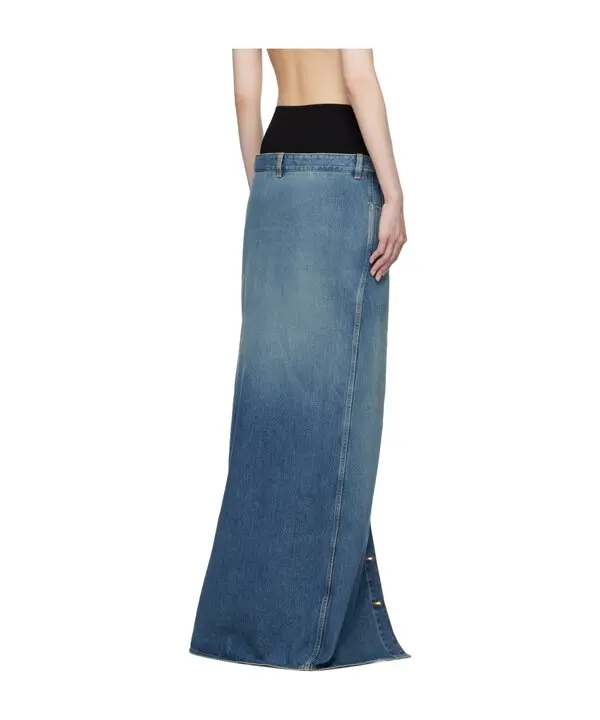 Alaïa High-rise Button-front Maxi Denim Skirt