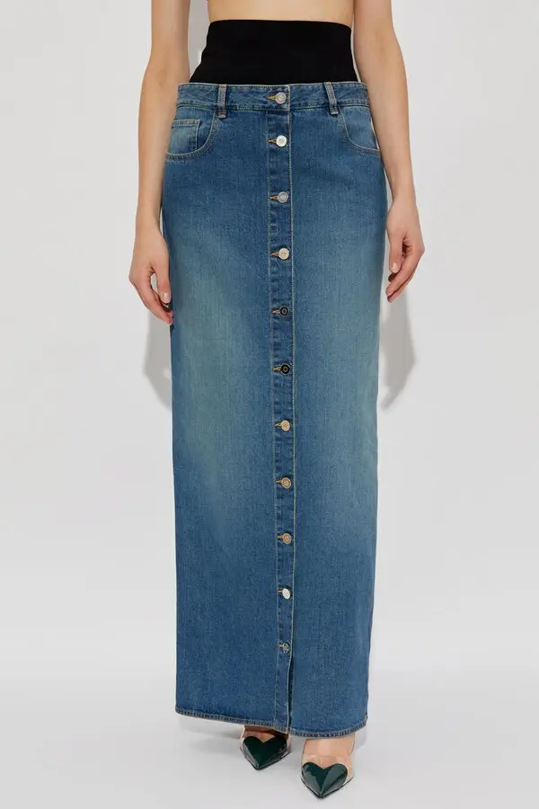 Alaïa High-rise Button-front Maxi Denim Skirt