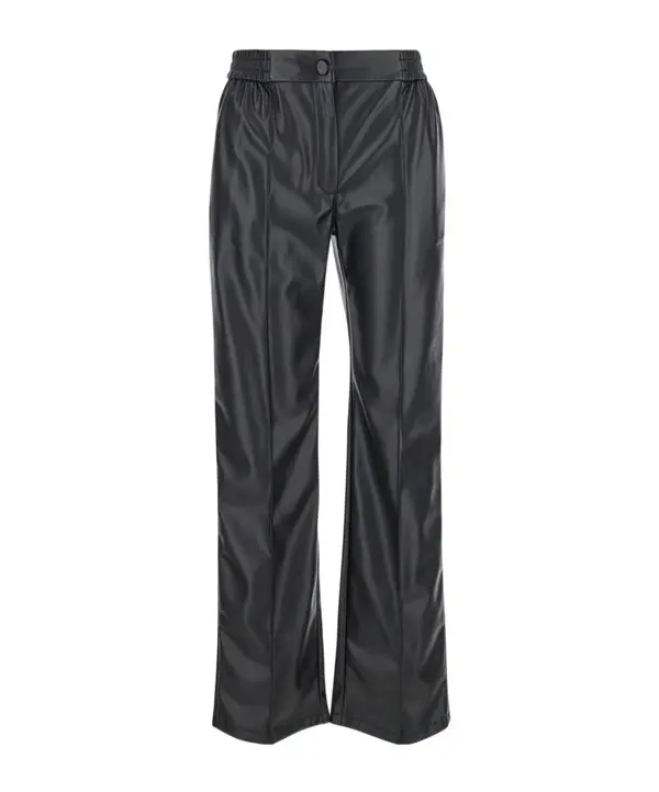 TWINSET Oval-t Plaque Faux-leather Trousers - Black
