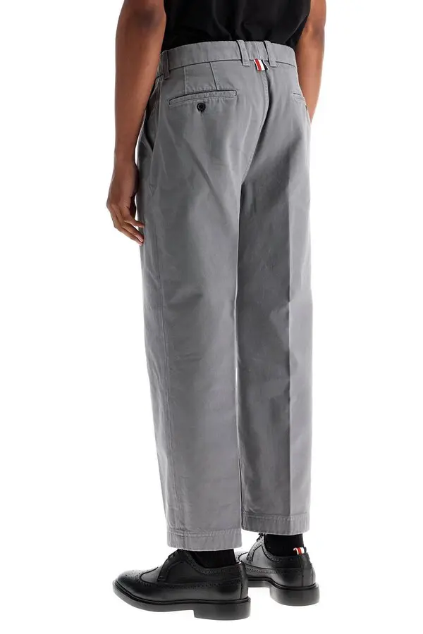Thom Browne Tapered Leg Chinos With Pressed Crease - Medium Gray