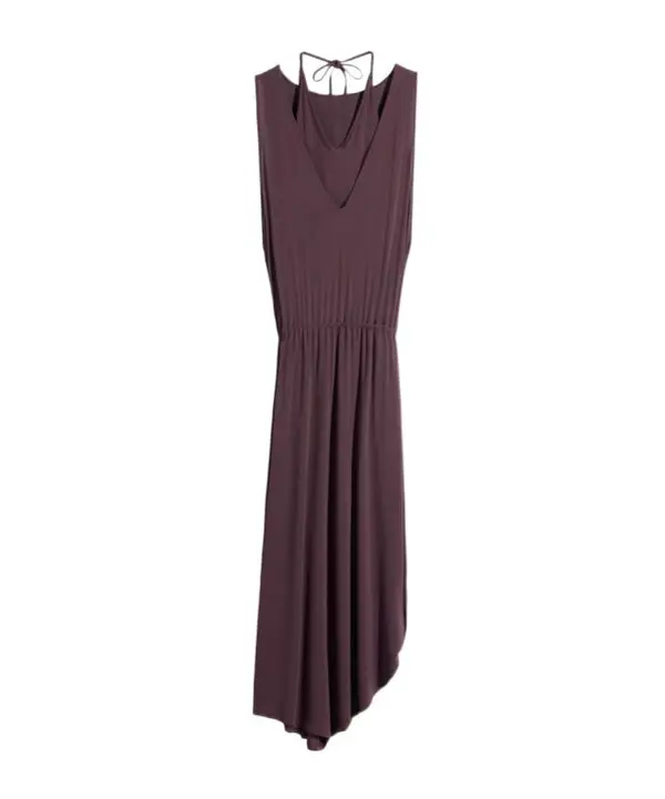 LEMAIRE Ruched Sleeveless V-neck Dress - Brown