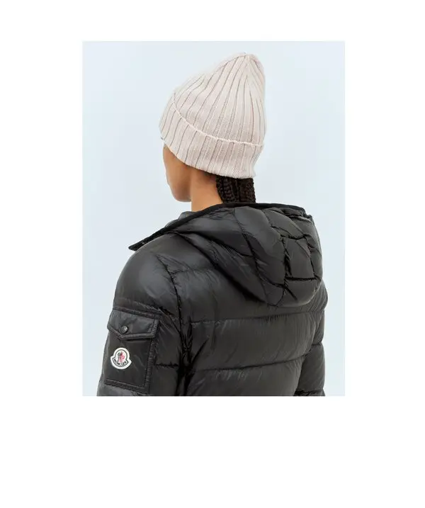 Moncler Logo Patch Ribbed Beanie