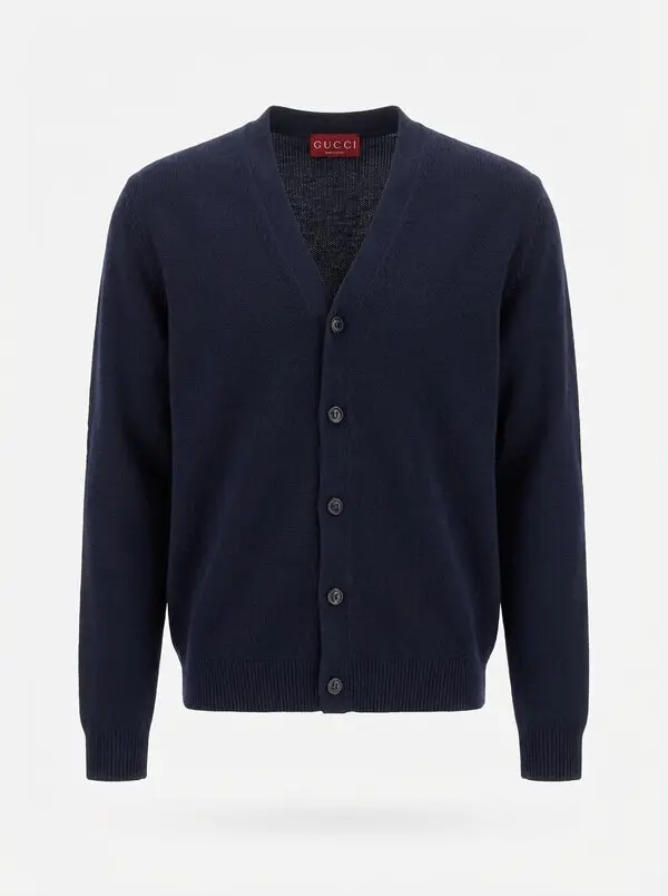 Gucci V-neck Buttoned Cardigan - Navy Blue