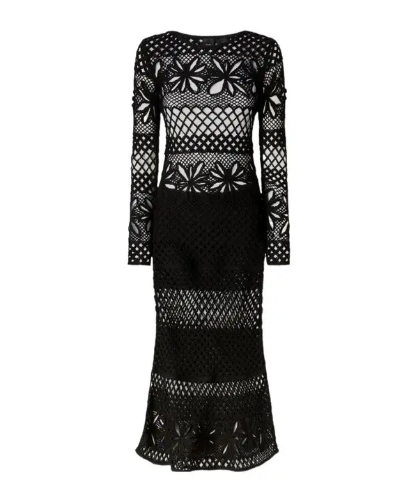 Pinko Ortles Long Openwork Crochet Dress
