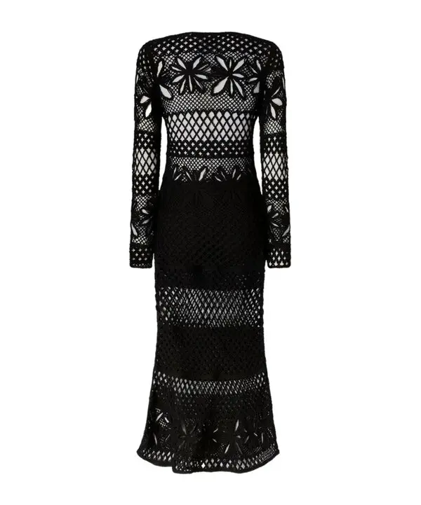 Pinko Ortles Long Openwork Crochet Dress