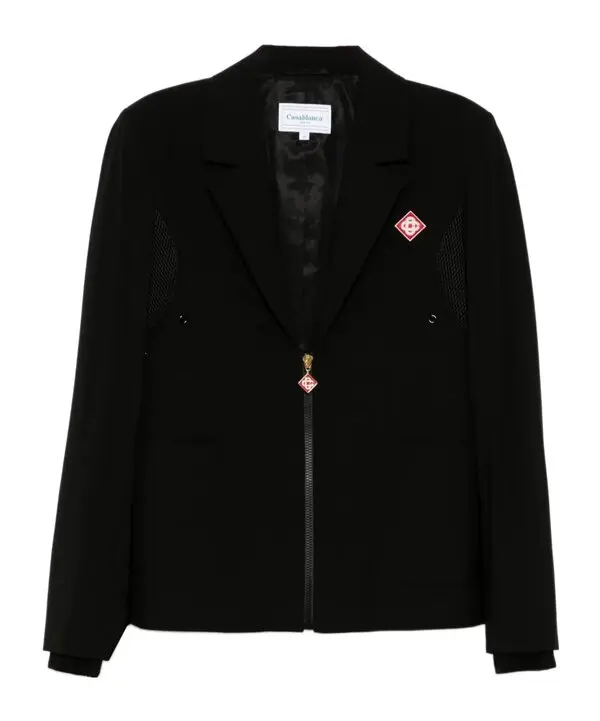 Casablanca Zip Fastening Jacket With Notched Lapels - Black