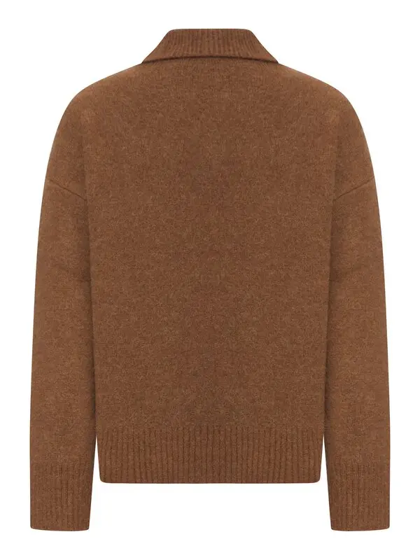 AMI Paris De Coeur Intarsia Knitted Jumper - Brown