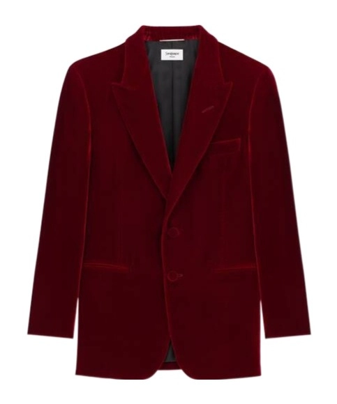 Saint Laurent Velvet Single-breasted Jacket - Brown
