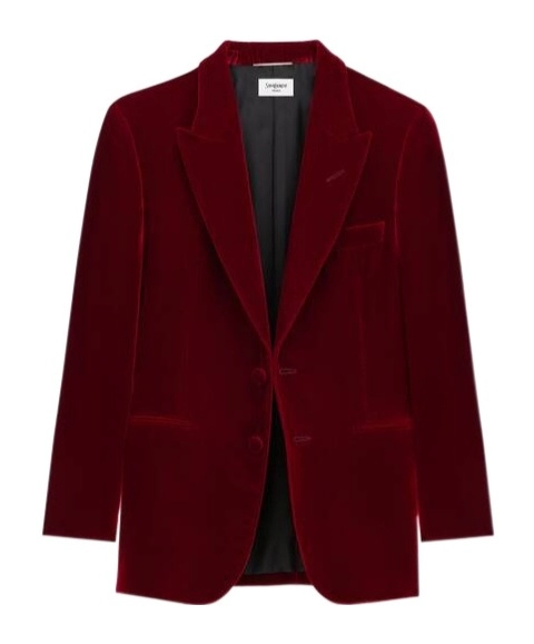 Saint Laurent Velvet Single-breasted Jacket - Brown
