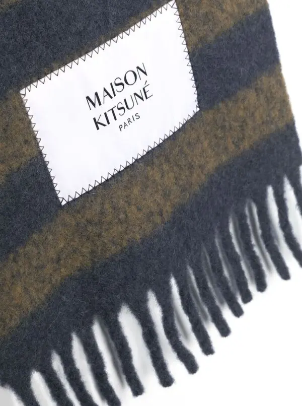 Maison Kitsuné Logo Scarf - Black