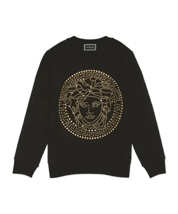 Versace Round Neck Embellished Medusa Hoodie