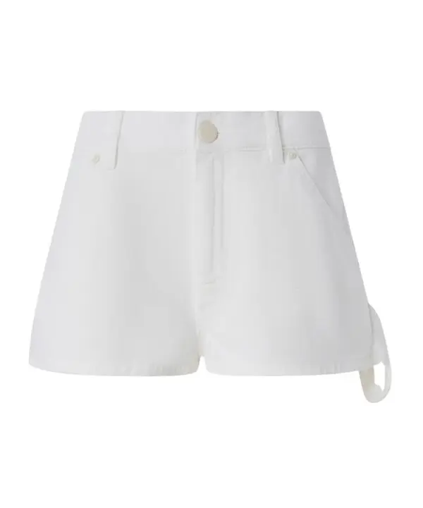 Pinko Logo Patch Denim Shorts - White