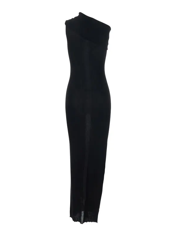 Rick Owens Sleeveless Asymmetrical Ribbed Knit Dress