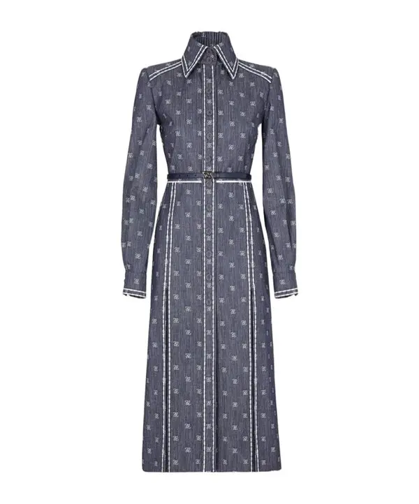 Fendi Karligraphy Motif Shirt Dress - Gray