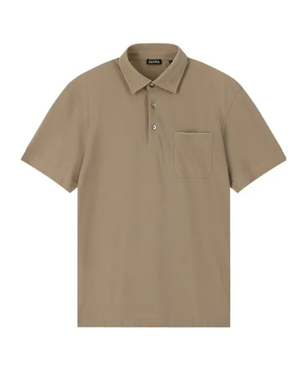Zegna Chest Pocket Polo Shirt - Brown