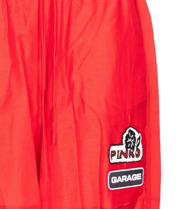 Pinko Logo Patch Wide Leg Bermuda Shorts
