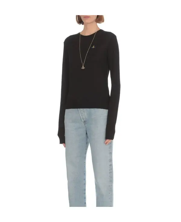 VIVIENNE WESTWOOD Orb Embroidered Knit Pullover - Black