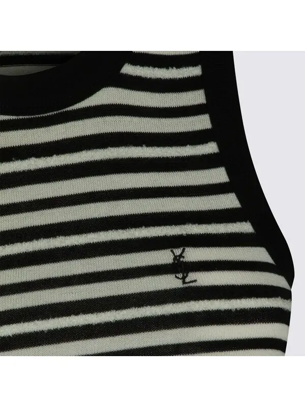 Saint Laurent Striped Logo Tank Top - Black