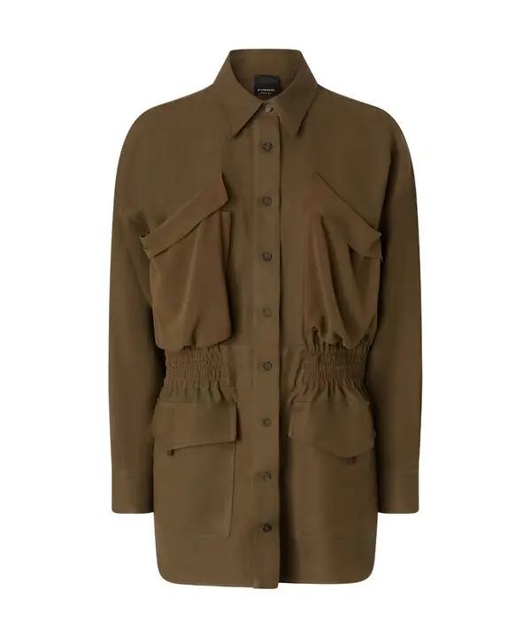 Pinko Long Sleeve Button-up Jacket With Flap Pockets