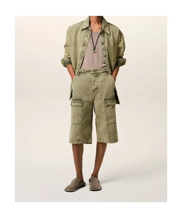 AMI Paris Wide Leg Cargo Bermuda Shorts - Brown