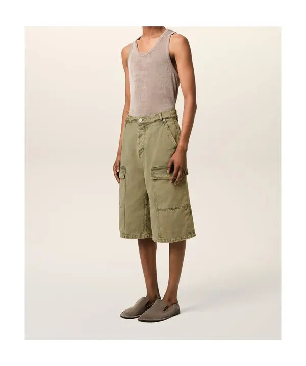 AMI Paris Wide Leg Cargo Bermuda Shorts - Brown