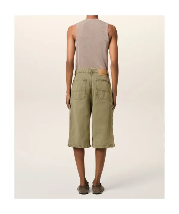 AMI Paris Wide Leg Cargo Bermuda Shorts - Brown