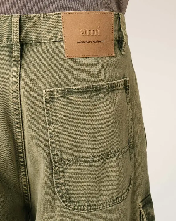 AMI Paris Wide Leg Cargo Bermuda Shorts - Brown
